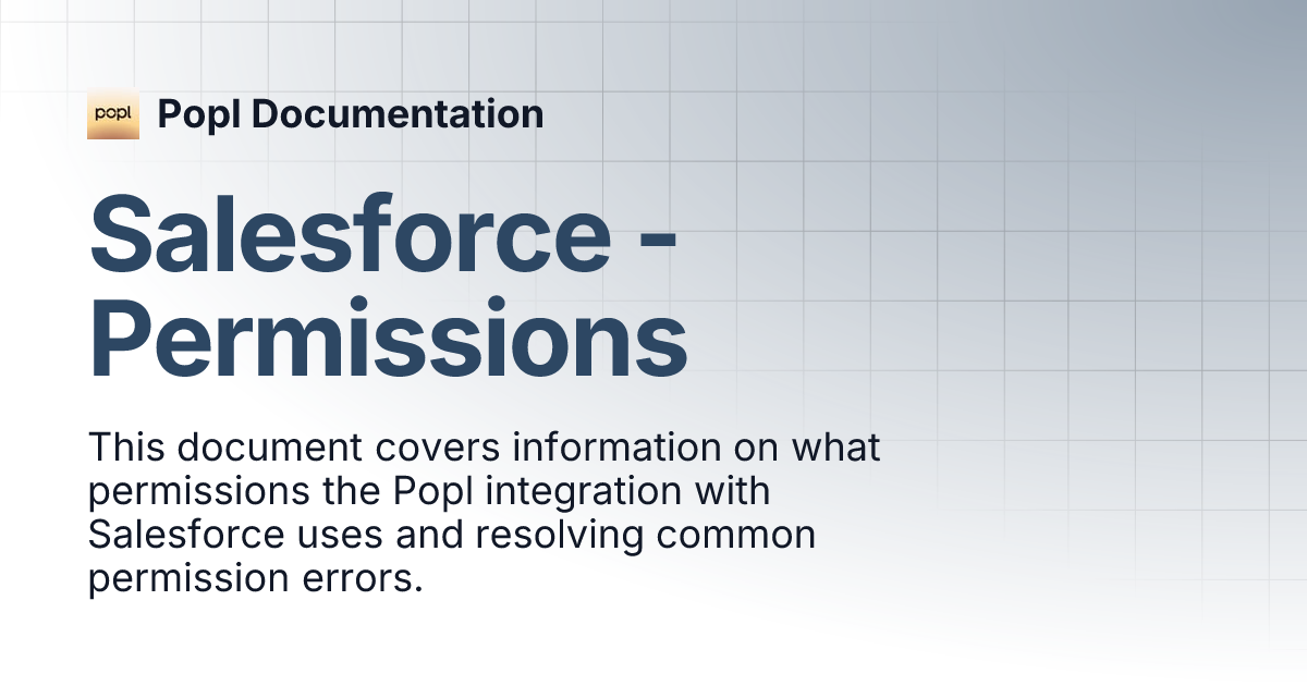 Salesforce - Permissions | Popl Documentation