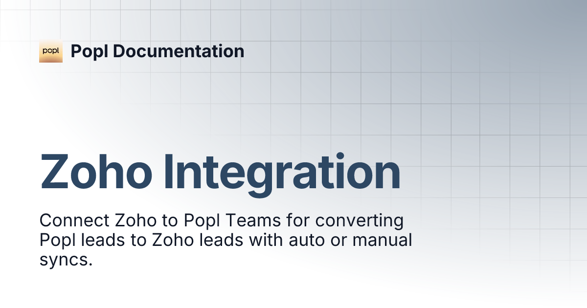 Zoho Integration | Popl Documentation