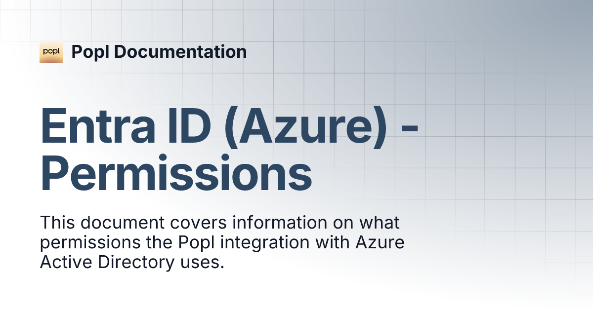 Entra ID (Azure) - Permissions | Popl Documentation